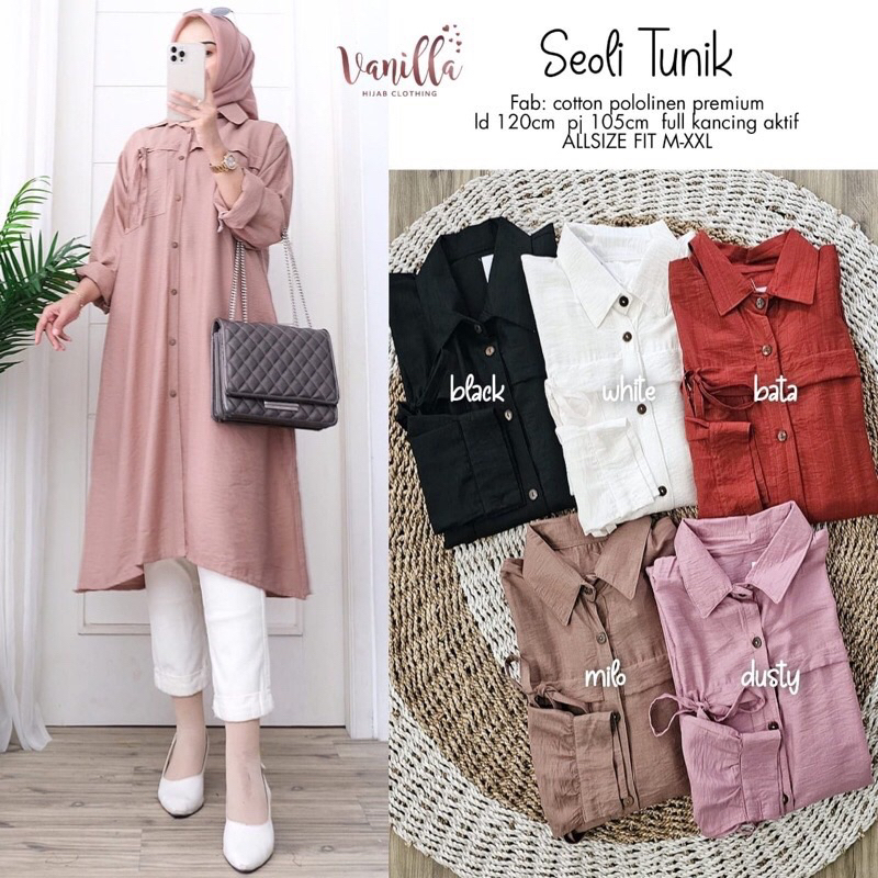 Jual Seoli Long Tunik Polo Linen Shopee Indonesia