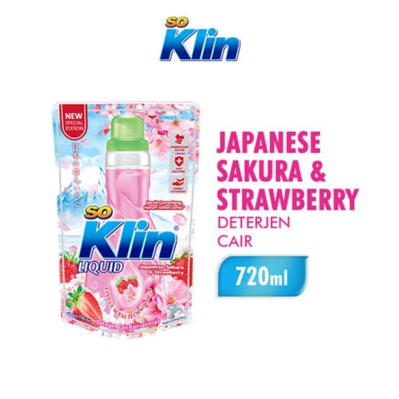 Jual So Klin Liquid Japanese Sakura & Strawberry 720ML | Shopee Indonesia