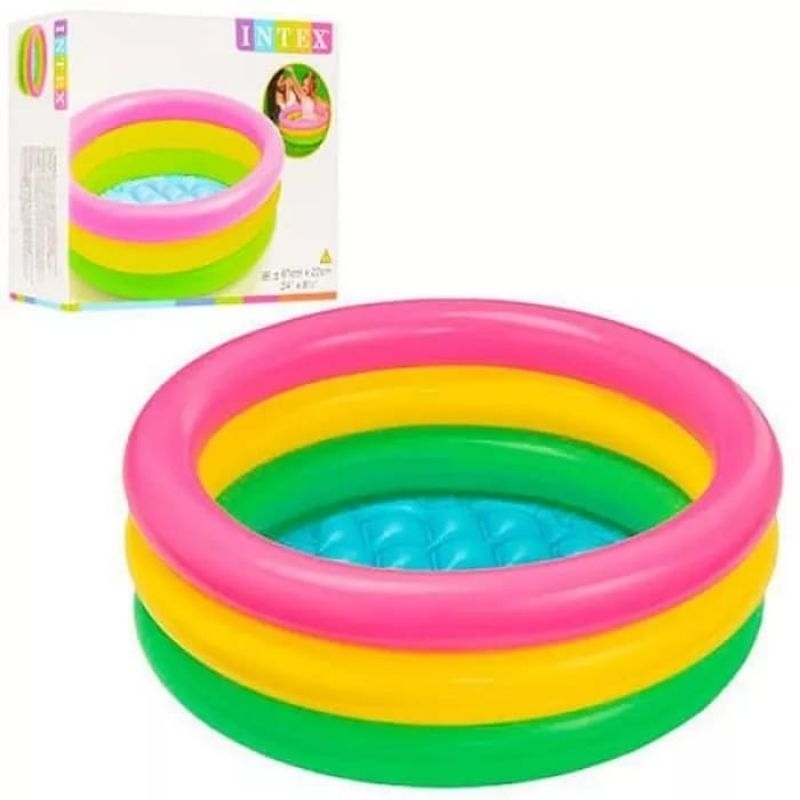Jual KOLAM RENANG ANAK INTEX PELANGI SUNSET GLOW BABY POOL 57107 (61X22 ...