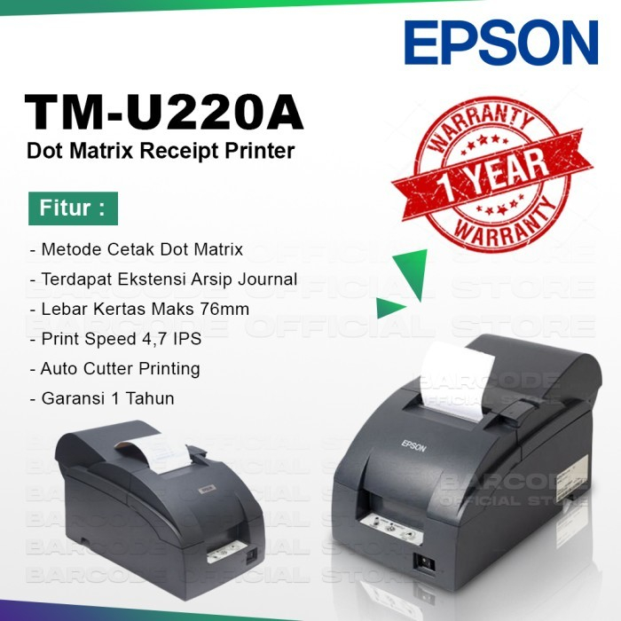Jual Printer Cetak Dot Matrix Epson TM-U220A / TMU220A / TMU-220A Print Nota NCR 3 Ply | Shopee ...