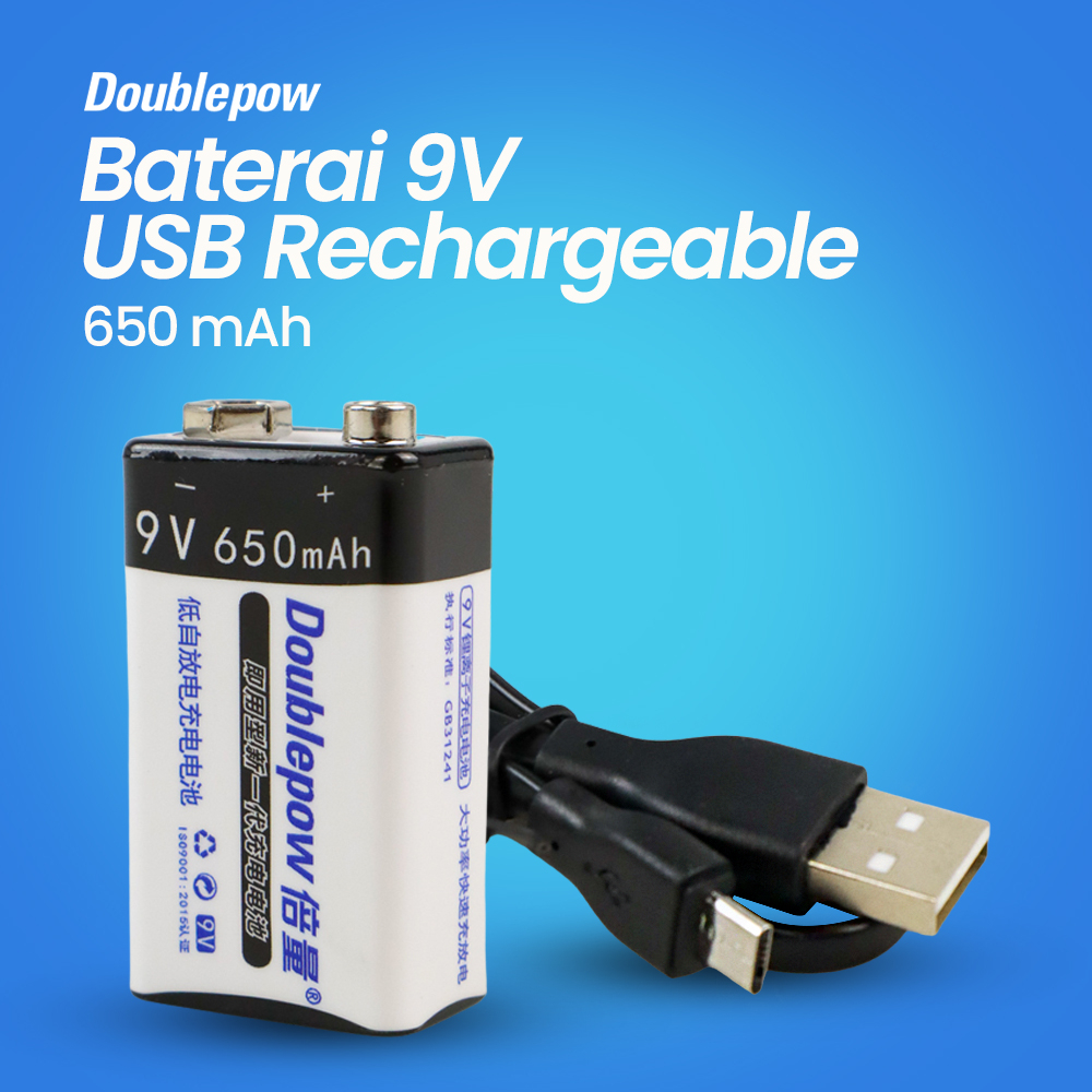 Jual Doublepow - Baterai 9V 650 mAh Rechargeable - Batre Kotak Cas ...