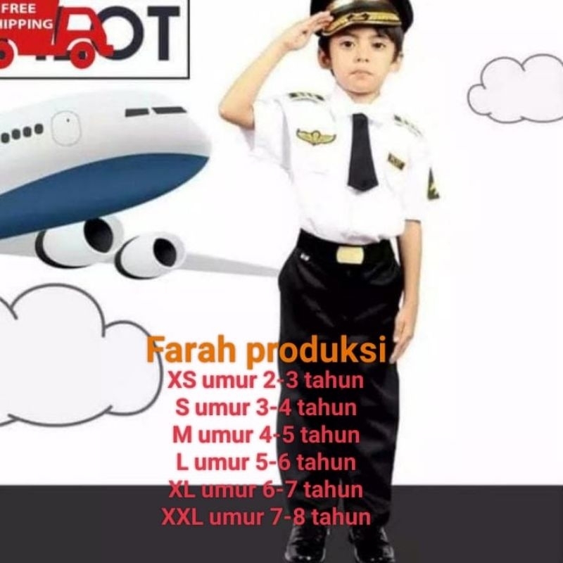Jual Baju Seragam Pilot anak laki laki dan perempuan/kostum karnaval ...