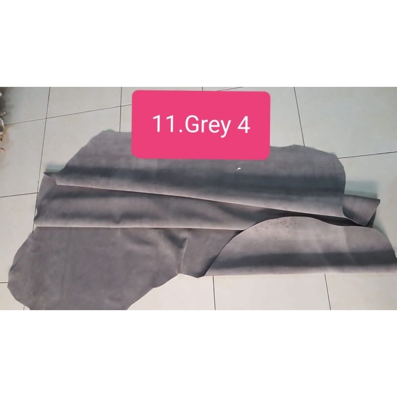 Jual Bahan Kulit Sapi Lembaran jenis Suede warna Grey 4 Kualitas ...