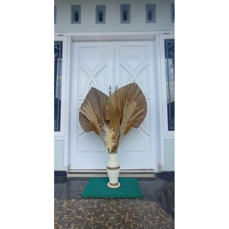 Jual Paket lengkap + vas polet tinggi 40cm daun palem rustik | Shopee ...