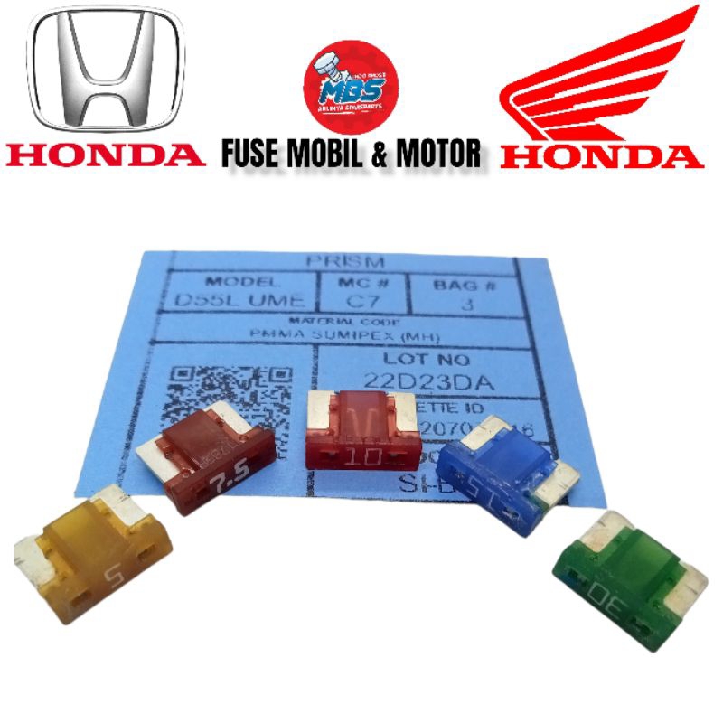 Jual FUSE SIKRING MINI PENDEK 5A 7,5A 10A 15A 20A MOBIL HONDA JAZZ ...