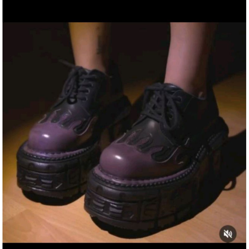 Jual sepatu boots rock low black purple bola api | Shopee Indonesia