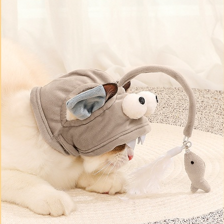 Jual GREY FISH HEAD WIG PET HEADWEAR / TOPI KARAKTER LUCU KUCING ...