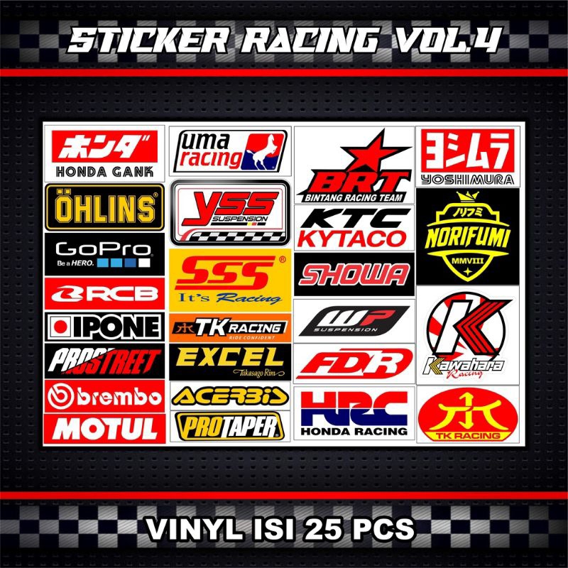 Jual stiker racing, motor, helm, mobil, isi 25 - 27 gambar, 1 lembar ...