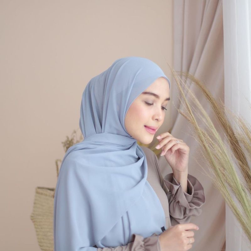Jual pashmina ceruty Denim muda soft pashmina polos | Shopee Indonesia