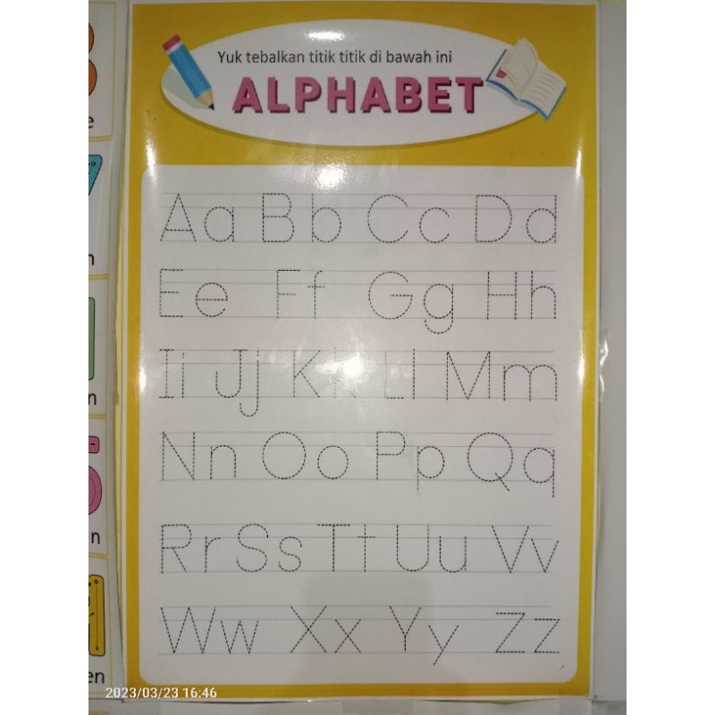 Jual POSTER BELAJAR MENULIS HURUF ALPHABET / BONUS WIPE AND CLEAN ...