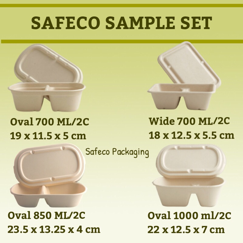 Jual Safeco Packaging Bagasse Sample Set Box Packaging Kotak Tempat ...