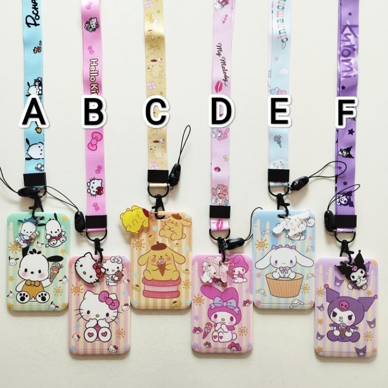 Jual Sanrio ID Card Holder Lanyard 2 Hello Kitty Cinnamoroll ...