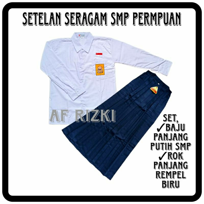 Jual Setelan Seragam SMP Biru Putih Permpuan Set Baju Dan Rok | Shopee Indonesia