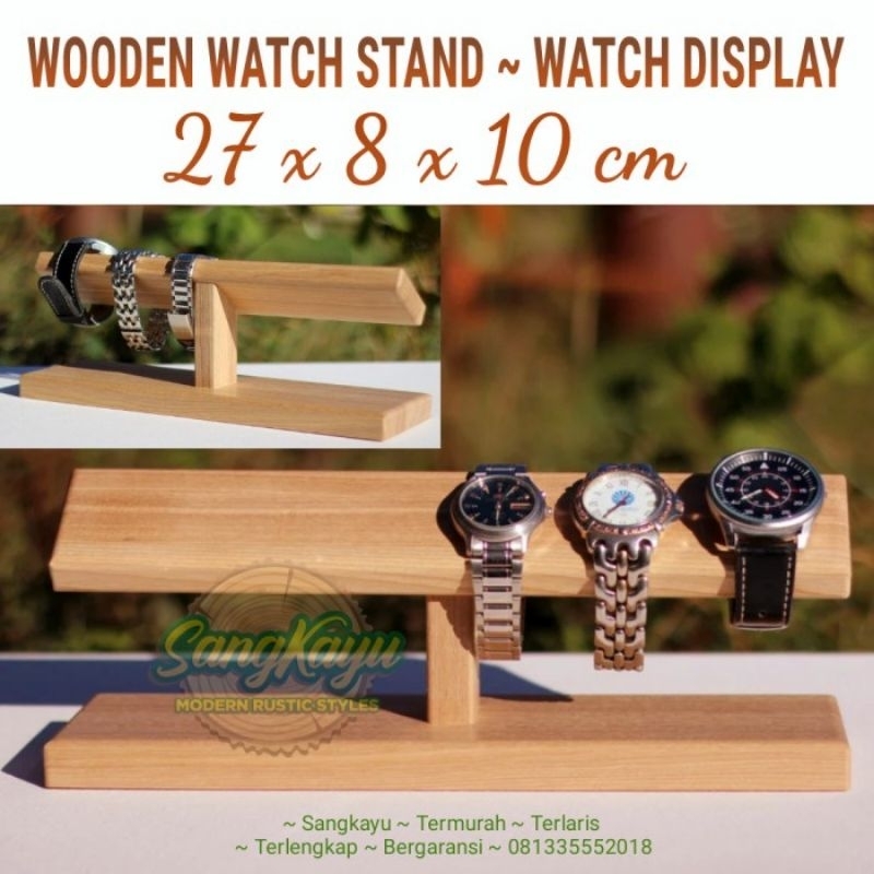 Jual Display jam tangan kayu 30cm Wooden Watch Display watch stand ...