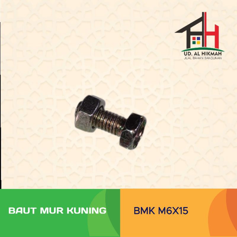 Jual PAKET 10 SET BAUT MUR HEX KUNING M6 X 15 M6X15 KUNCI 10 MM | Shopee Indonesia