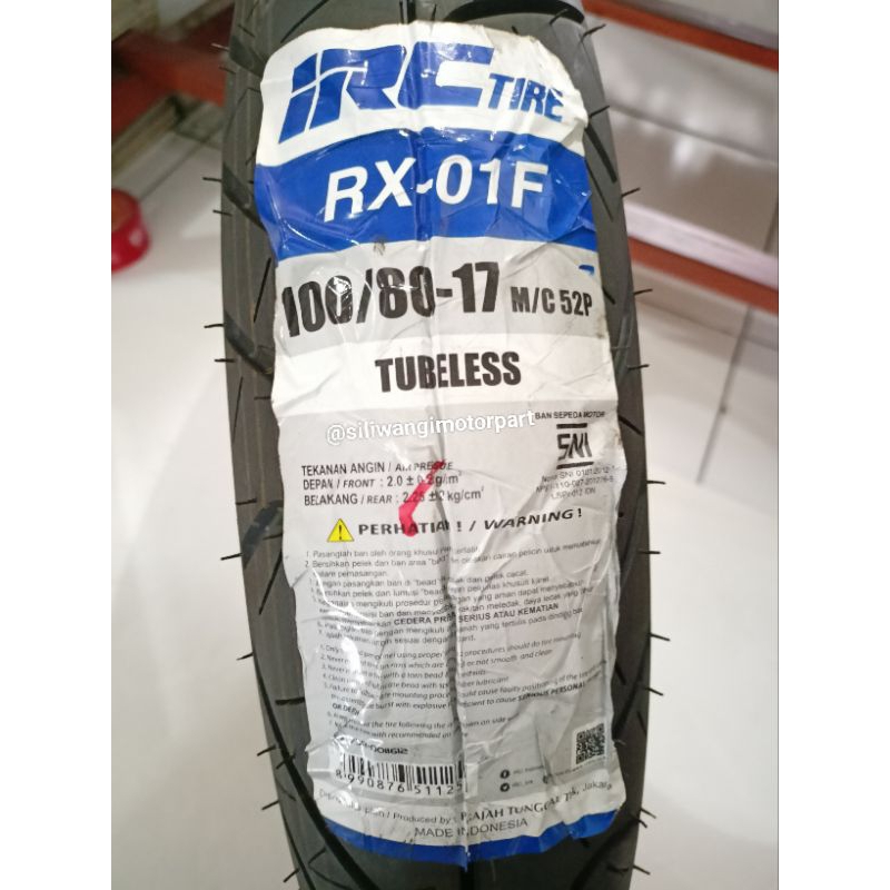 Jual Ban Motor Tubles Tubeless IRC 100/80-17 RX-01F, EXATO & NR85 Ban Motor Ring 17 Ban Luar ...