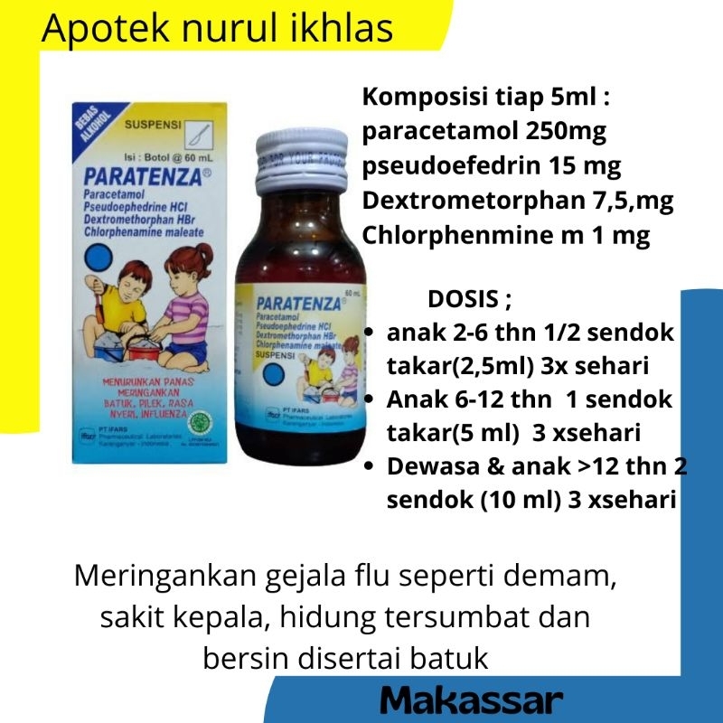 Jual Paratenza sirup 60 ml obat batuk pilek anak | Shopee Indonesia