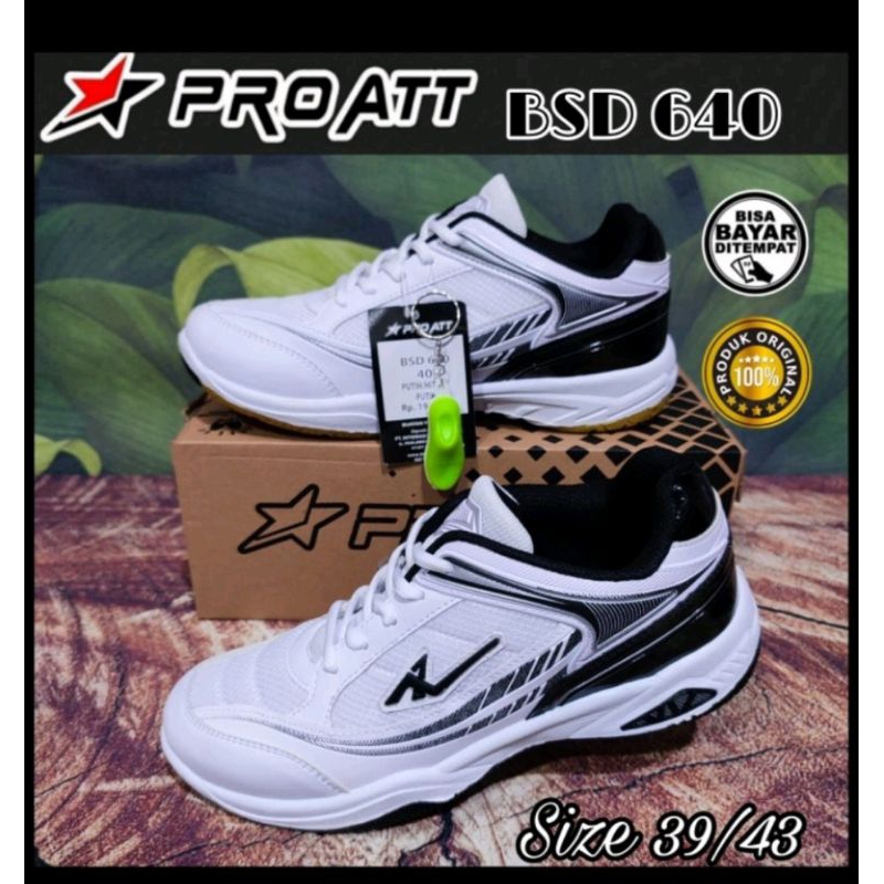 Jual PRO ATT BSD 640 Sepatu Olahraga Badminton Sport Pria Putih Biru Kekinian Size 40 sd 43 ...