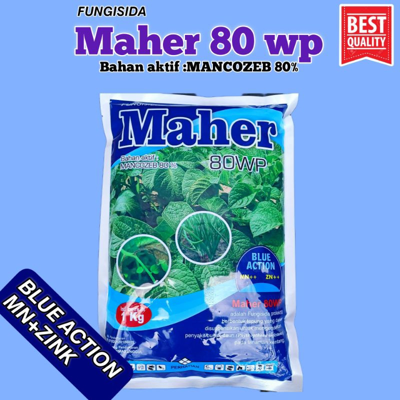 Jual MAHER 80 WP FUNGISIDA MANCOZEB BIRU-1KG | Shopee Indonesia