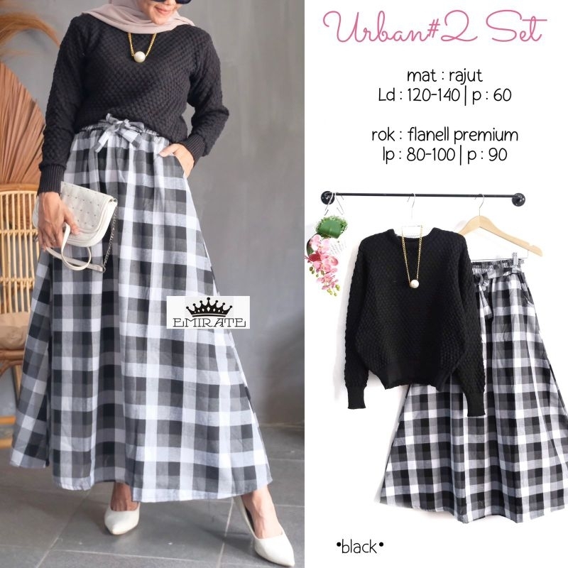 Jual URBAN #2 SET BY EMIRATE SET WANITA BLOUSE RAJUT + ROK TARTAN ...