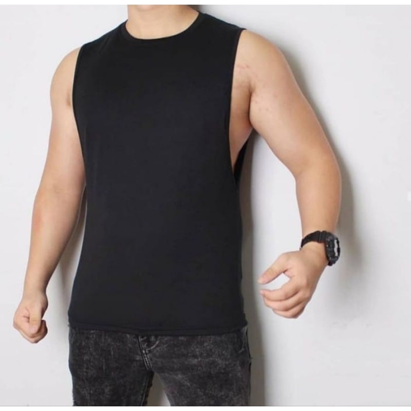 Jual Baju Kaos Singlet Pria Polos Low Cut M L XL XXL | Shopee Indonesia