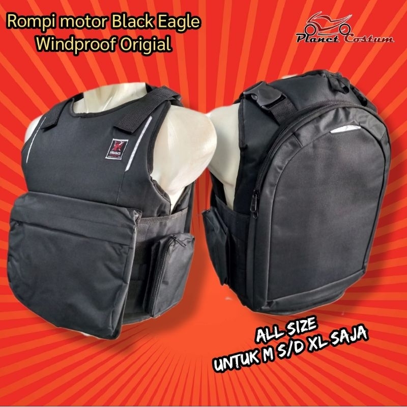 Jual PCRM5 Rompi Motor Touring Black Eagle Anti angin scothlite 3M ...