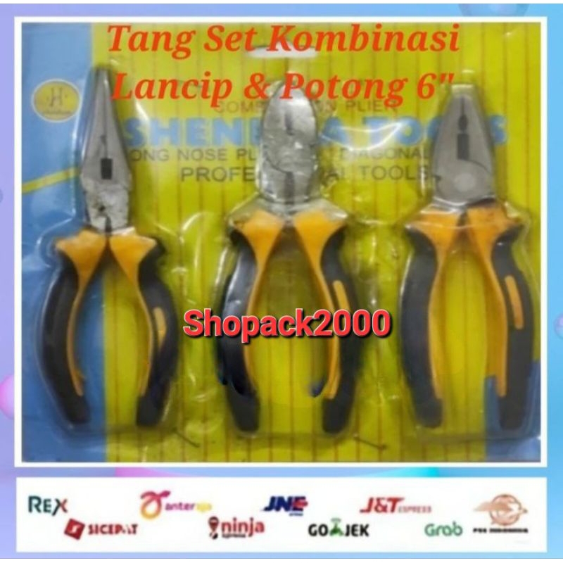 Jual Tang Set 3 Pcs 6" Inch Tang Combinasi Tang Lancip Tang Potong | Shopee Indonesia