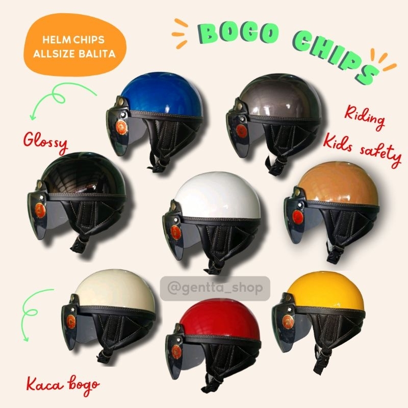Jual HELM BOGO ANAK GLOSSY POLOS LAKI LAKI & PEREMPUAN - CHIPS CASUAL ...