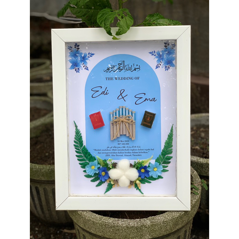 Jual bingkai mahar plus lampu bisa request warna ukuran 40 cm x 30 cm ...