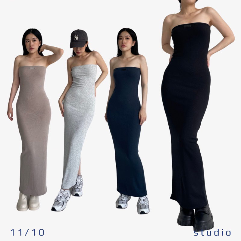 Jual 11/10 - DREW basic long tube dress rib knit | Shopee Indonesia
