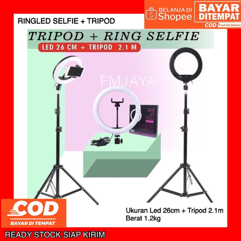 Jual RING LED SELFIE + TRIPOD BEST SELLER || RINGLED 26CM + TRIPOD ...