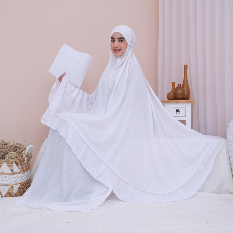 Jual MUKENA RAYON PUTIH POLOS RENDA JUMBO by Gmj1 | Shopee Indonesia