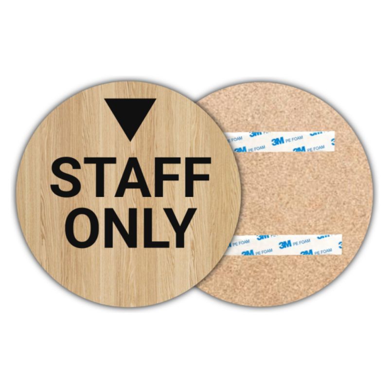 Jual Papan Tanda "STAFF ONLY" Diameter 20cm, MDF 6mm Tinggal Tempel ...