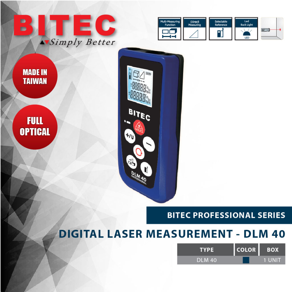 Jual BITEC Digital Laser Meter Pengukur Jarak 40 Meter Laser Measurement Presisi Garansi Resmi ...