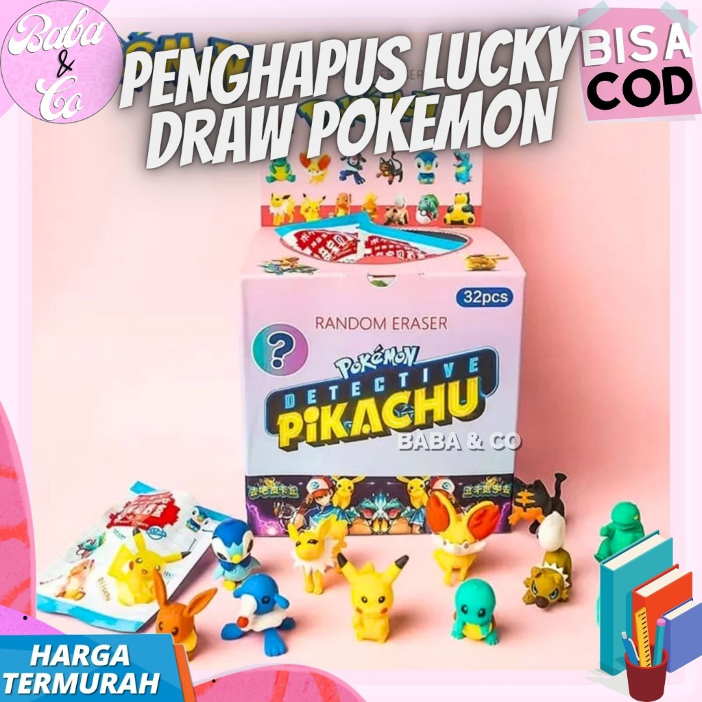 Jual PENGHAPUS MISTERI POKEMON ERASER LUCKY DRAW POKEMON LUCU UNIK ...