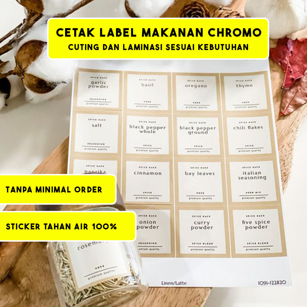 Jual Cetak Stiker Label Makanan / Label Kemasan Custom Bahan Chromo A3 ...