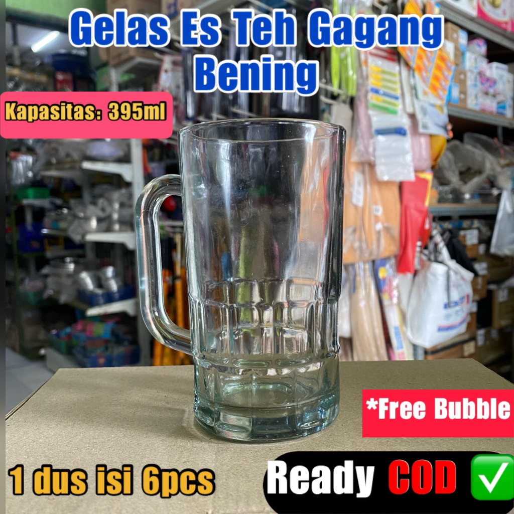 Jual Gelas Es Teh Kaca Gagang isi 6pcs Gelas Bir Beling | Shopee Indonesia