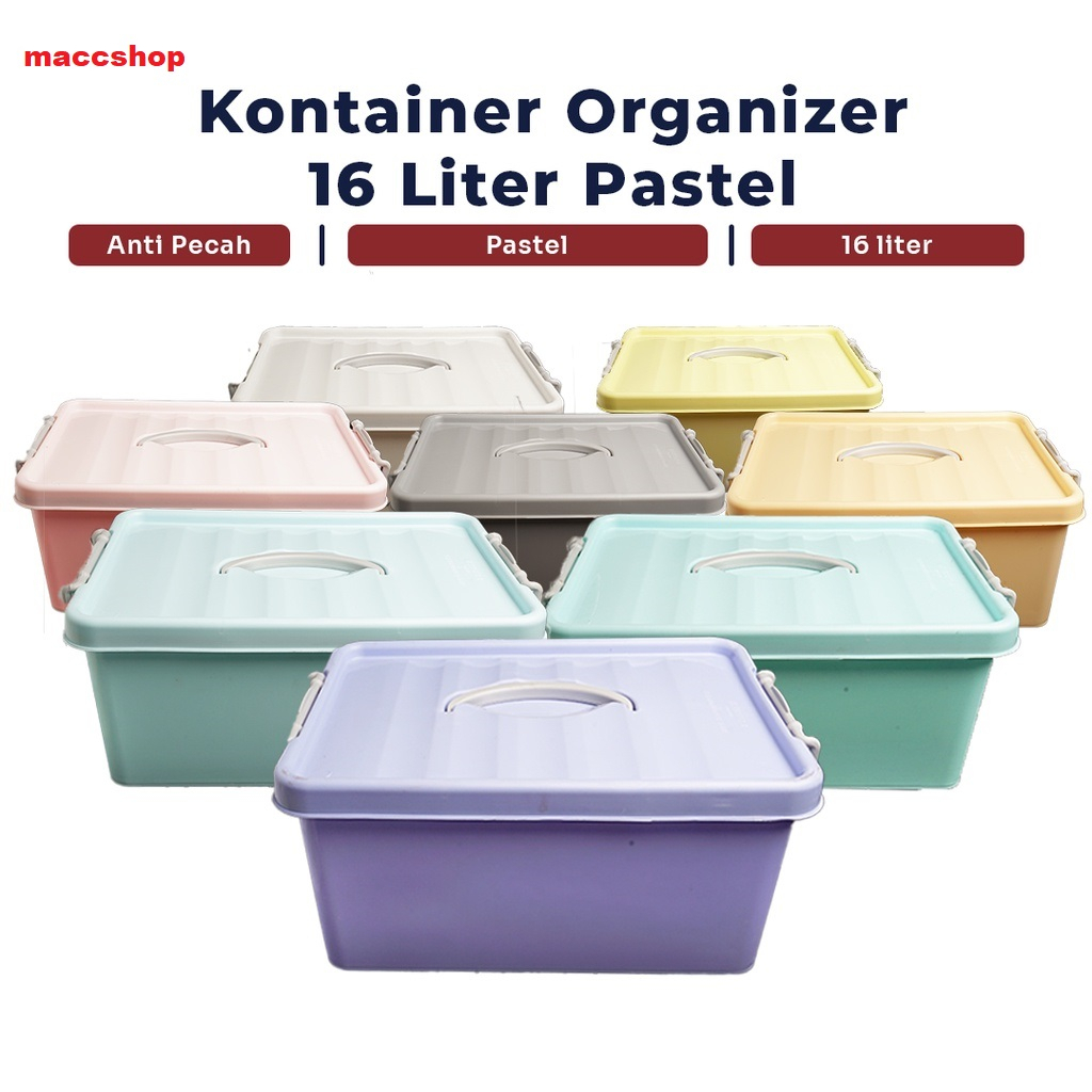 Jual 3 PCS KONTAINER BOX ORGANIZER 16 LITER PASTEL - BOKS KOTAK ...