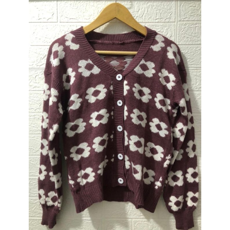 Jual Kardigan Flowers Rajut / Atasan Rajut Wanita / Cardigan Rajut ...