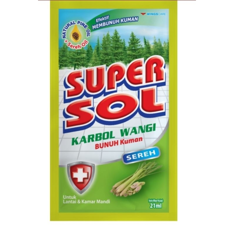 Jual WINGS CARE | SUPERSOL 500 karbol pembersih lantai sachet [ renteng ...