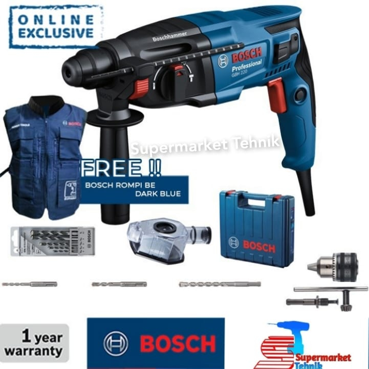 Jual Mesin Bor Bobok Set GBH 220 Kit Bosch / Rotary Hammer Bosch GBH220 Kit | Shopee Indonesia