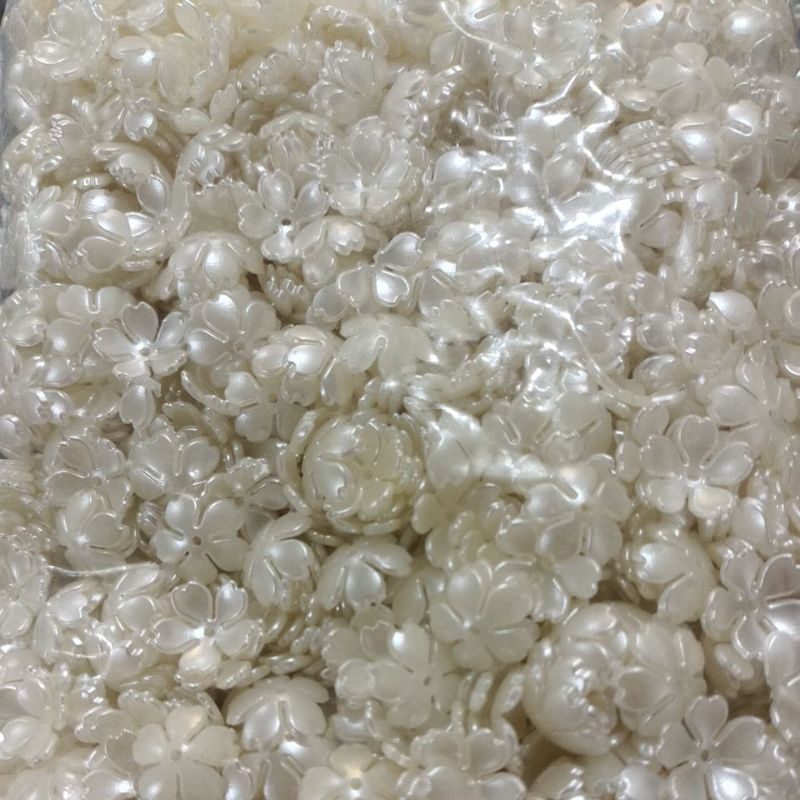 Jual Manik mote cangkang bunga belah 5 mutiara krem isi 1pon 1,5cm ...