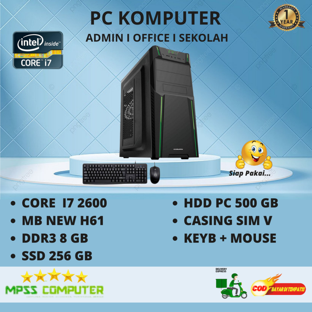 Jual KOMPUTER PC CORE I7 2600 DDR3 8GB SSD 256GB HDD 500GB | Shopee Indonesia