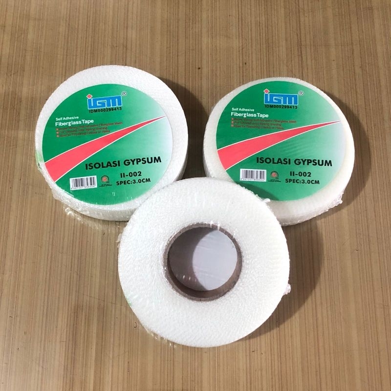 Jual Fiber Tape Igm 3cm Lakban Gypsum Fiberglass Lem Perban Plafon