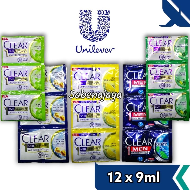 Jual Shampo Clear Sachet Isi 9ml x 12 Sachet | Shopee Indonesia