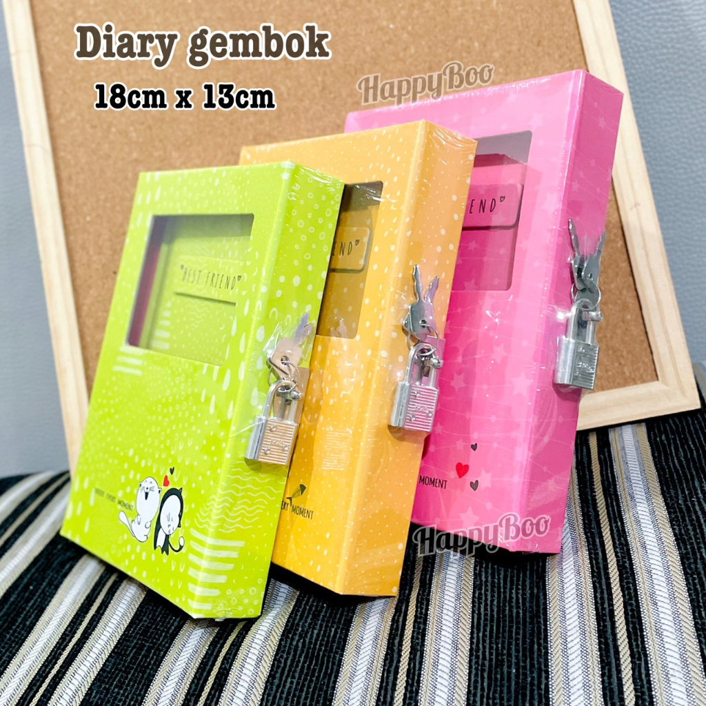 Jual buku diary kiky gembok + box kotak buku notes catatan diary memo ...
