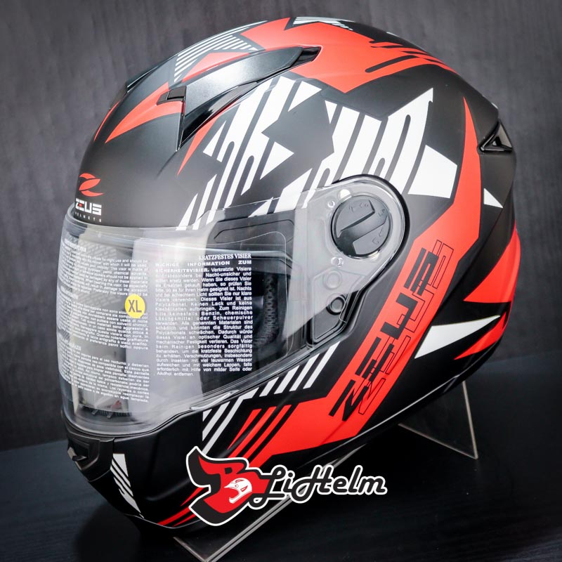 Jual HELM ZEUS ZS 811 MATT BLACK AL28 RED | ZS-811 FULL FACE HELMET ...