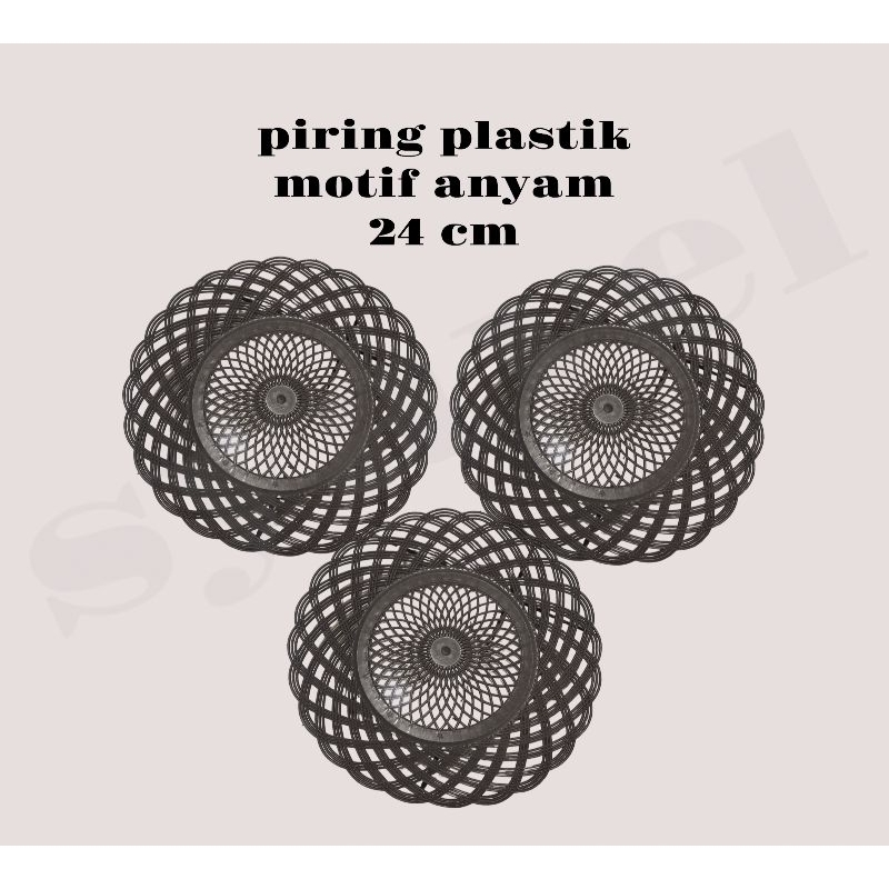 Jual piring plastik anyam/piring lidi plastik/piring rotan plastik per ...