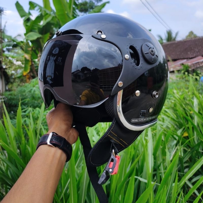 Jual HELM BOGO PILOT ITALY RETRO FULL LEHER SNI PRIA WANITA DEWASA ...