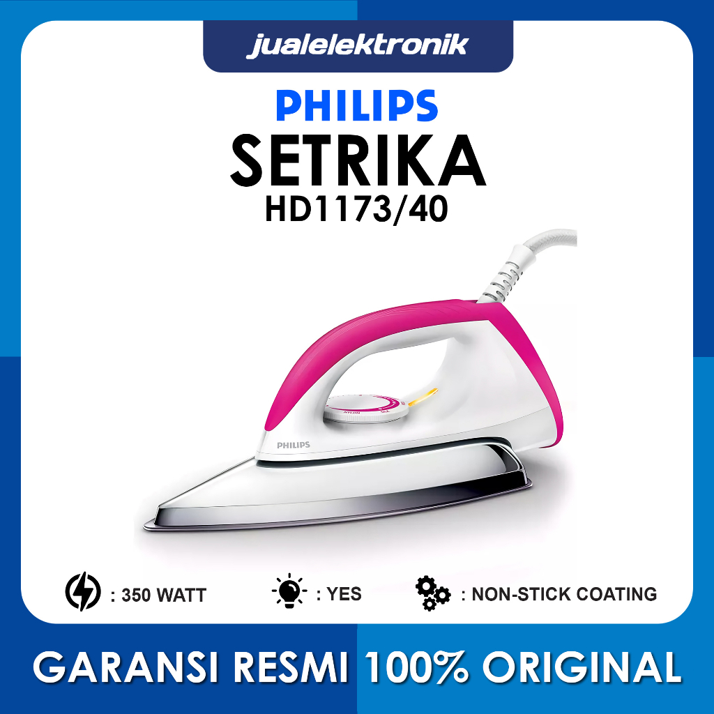Jual Philips HD1173/40 – Setrika 350 Watt Pink | Shopee Indonesia
